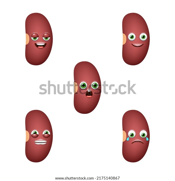 Emoticon del lindo Kidney Bean. Conjunto: vector de stock (libre de ...