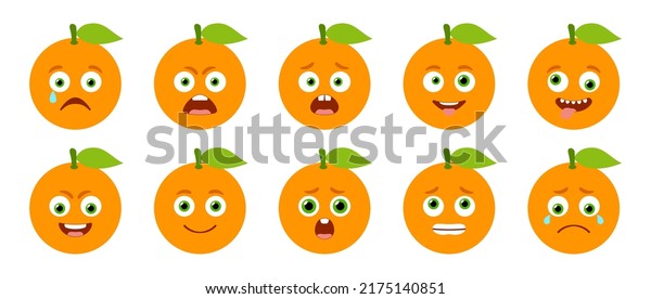 Emoticon Cute Orange Isolated Vector Set Stock Vector (Royalty Free ...