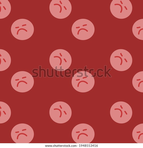 Vektor Stok Emoticon Doodle Pattern Sad Pattern Red (Tanpa Royalti ...
