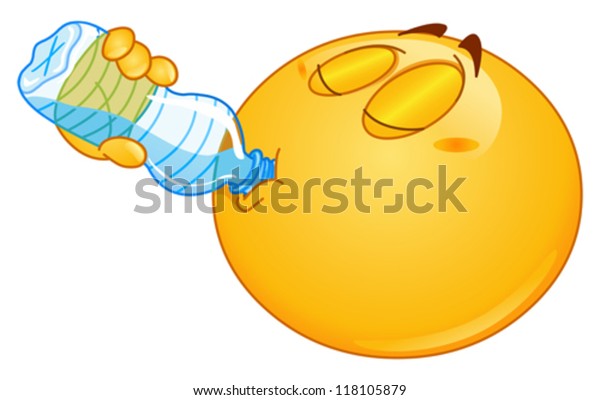 Emoticon Drinking Water Bottle Stock Vector (Royalty Free) 118105879
