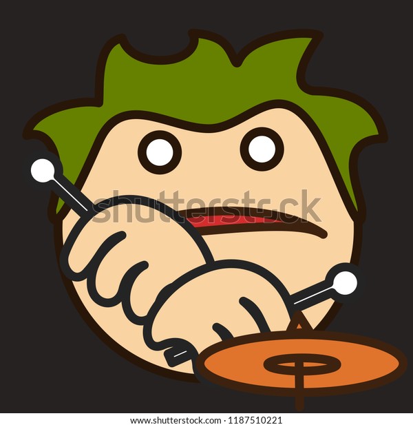 Emoticon Drummer That Playing Drums Banging Stock Vector (Royalty Free ...
