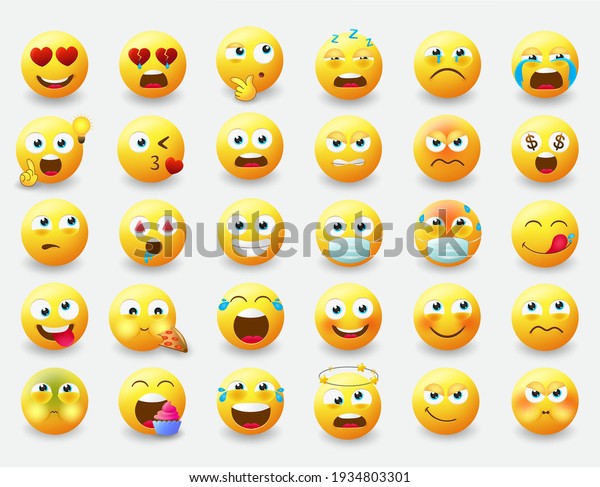 Emoticon emojis vector set. Emoji characters with pose and emotions ...