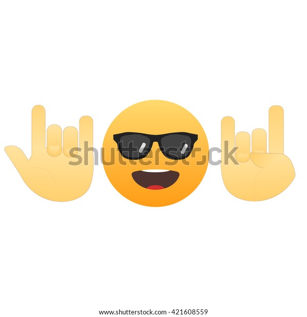 Emoticon Face Hand Icon Meaning Rock Stock Vector (Royalty Free) 421608559