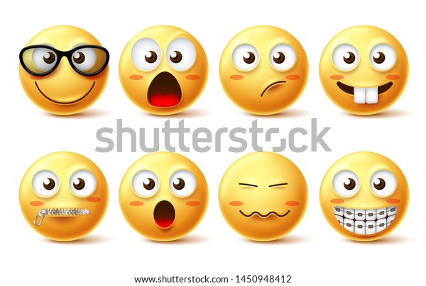 Emoticon Face Vector Icon Set Funny Stock Vector (Royalty Free ...