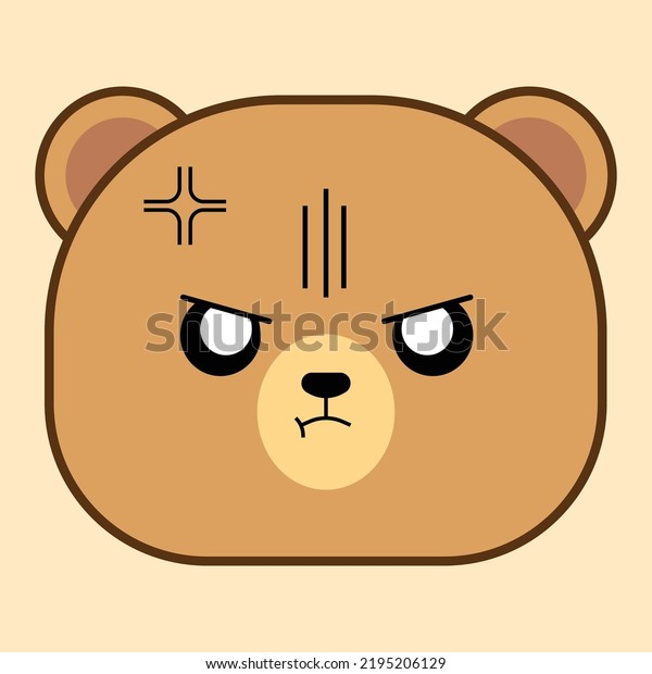 Emoticon Faces Bear Kawaii Cute Stock Vector (Royalty Free) 2195206129 ...