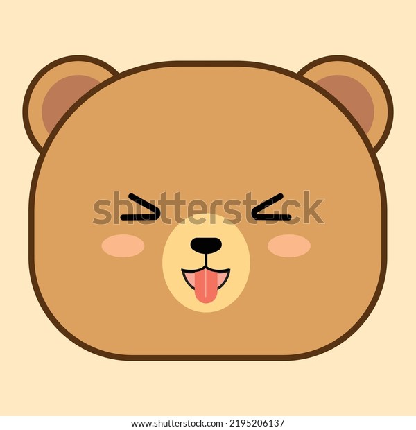 Emoticon Faces Bear Kawaii Cute Stock Vector (Royalty Free) 2195206137 ...
