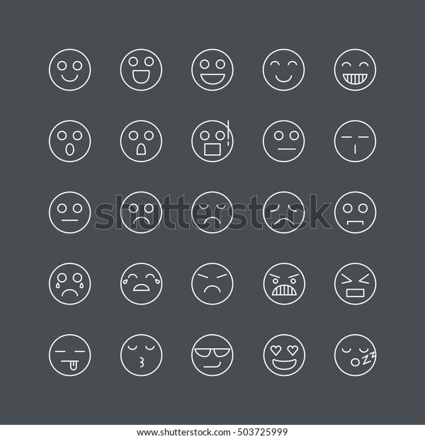 Emoticon Faces Icons Simple Minimal Thin Stock Vector (Royalty Free ...