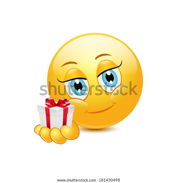 Emoticon Giving Gift Stock Vector (Royalty Free) 181430498
