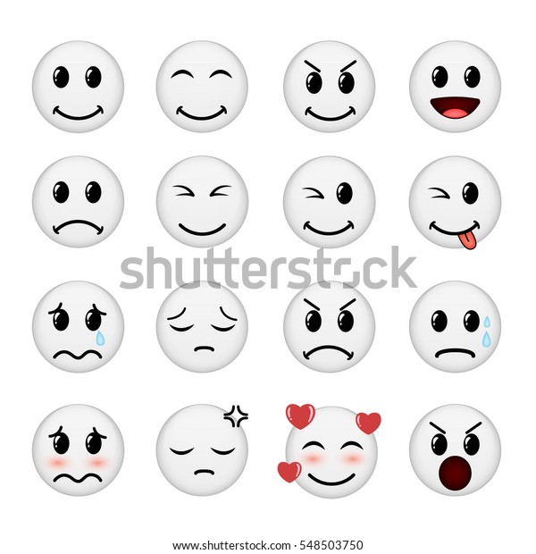 Emoticon Icon Set White Face Vector: เวกเตอร์สต็อก (ปลอดค่าลิขสิทธิ์ ...