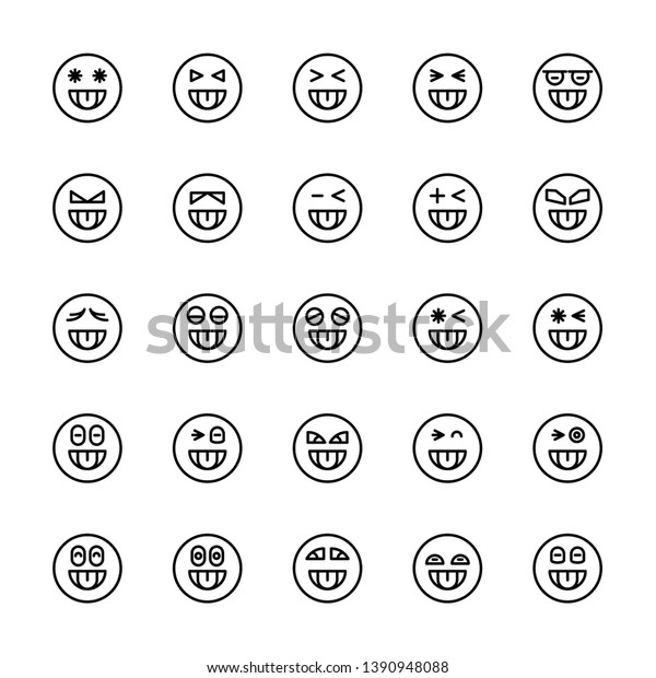 Emoticon Icons Line Circle Shape Stock Vector (Royalty Free) 1390948088 ...