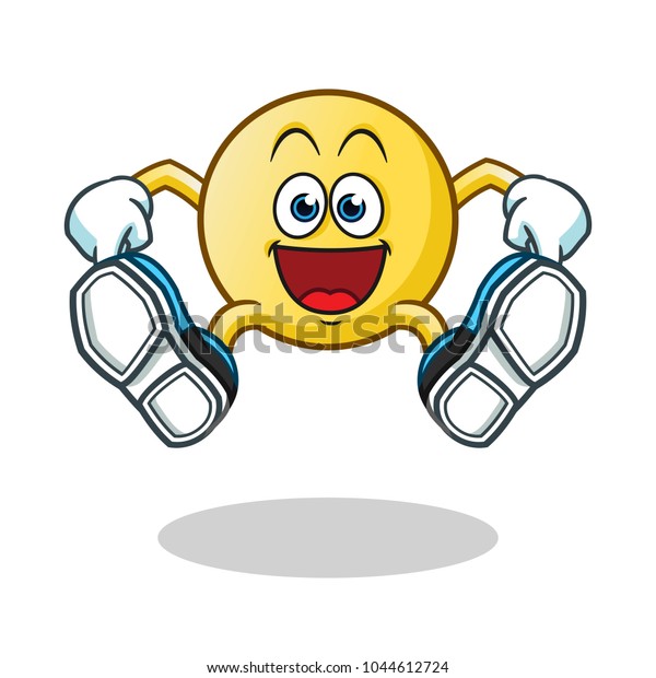 Emoticon Jumping Mascot Vector Cartoon Illustration Stok Vektör ...
