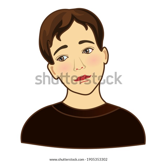 Emoticon Modest Shy Men His Head 库存矢量图（免版税）1905353302 | Shutterstock