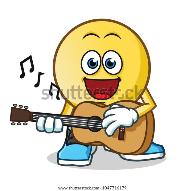 Emoticon Playing Guitar Mascot Vector Cartoon 库存矢量图（免版税）1047716179 ...