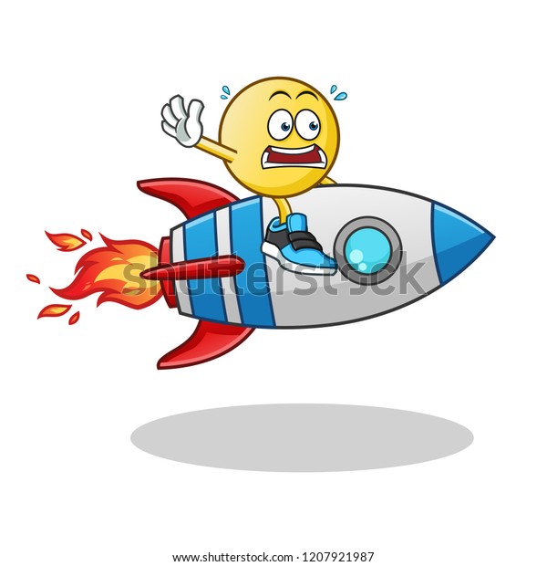 Emoticon Riding Rocket Vector Cartoon Illustration Stock Vector ...