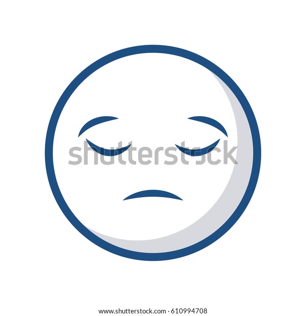 Emoticon Sad Face Icon Over White Stock Vector (Royalty Free) 610994708 ...