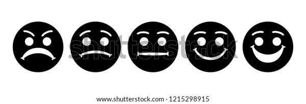 Vektor Stok Emoticon Set Angry Sad Neutral Positive (Tanpa Royalti ...