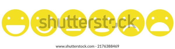 Vektor Stok Emoticon Set Six Emoticons Positive Negative (Tanpa Royalti ...