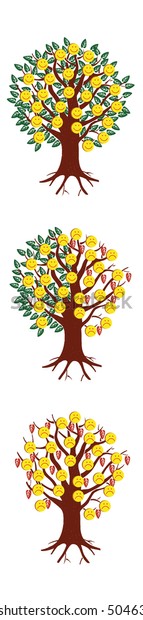 Emoticon Set Trees Emoticons Trendy Bookmark Stock Vector (Royalty Free ...
