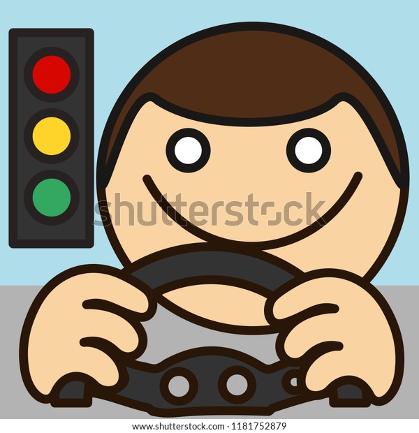 Emoticon Smiling Driver That Holding Car Stock Vector (Royalty Free ...