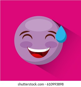 Emoticon Smiling Face Cold Sweat Face Stock Vector (Royalty Free) 610993898