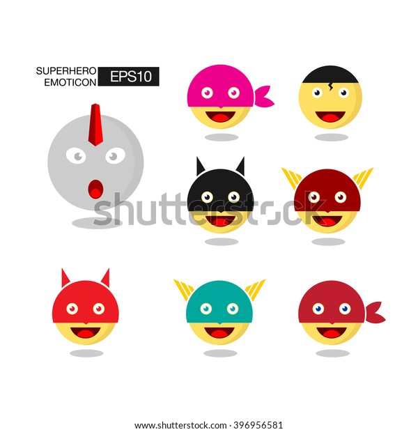 Emoticon Super Hero Collection Vector Eps 스톡 벡터(로열티 프리) 396956581 ...