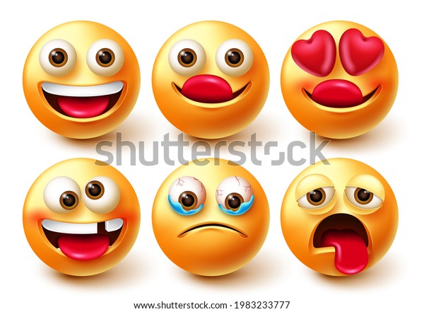 Emoticon vector characters set. Emoji 3d character isolated in white ...