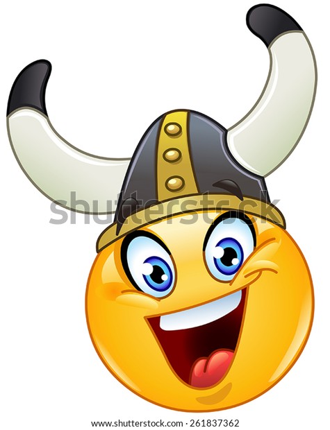 Emoticon Viking Helmet Stock Vector (Royalty Free) 261837362