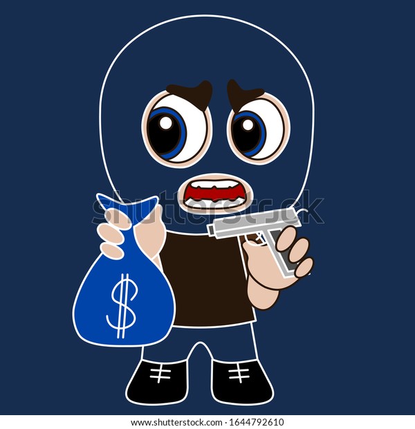 Emoticon White Robber That Committing Crime Stok Vektör (Telifsiz ...