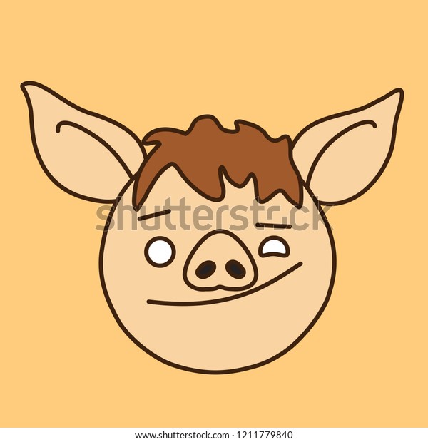 Emoticon Winking Pig Face Screwed Left Stock Vector (Royalty Free ...