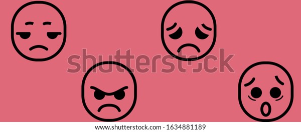 Emoticons Different Negative Emotions On Colored Stock Vector (Royalty ...