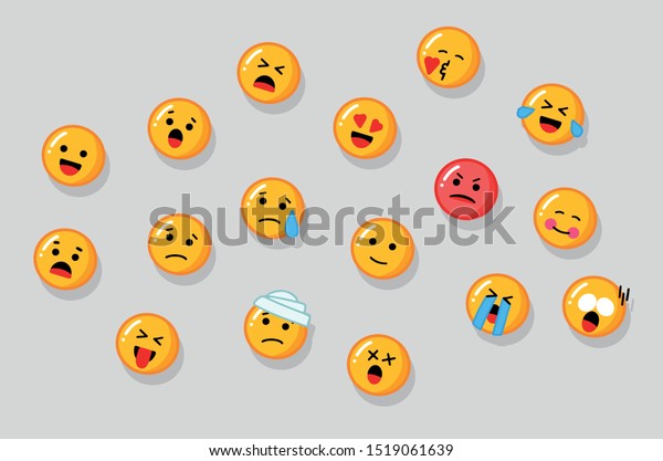 Vektor Stok Emoticons Emoji Vector Collection Set (Tanpa Royalti ...