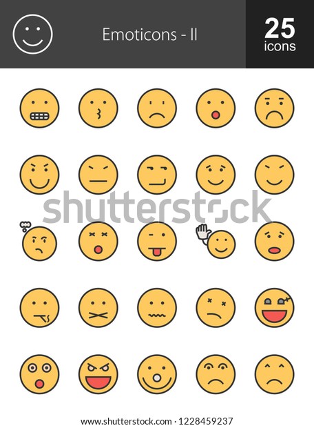 Emoticons Filled Line Icons Stock Vector (Royalty Free) 1228459237 ...