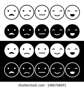 Emoticons Mood Scale On White Black Stok Vektör (Telifsiz) 1486768691 ...
