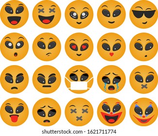 Emoticons Set Round Smile Vector Face Stock Vector (Royalty Free ...