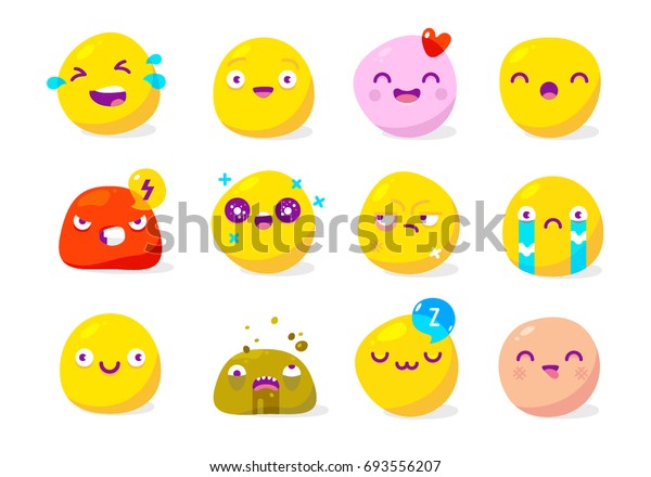 Emoticons Smileys Icon Set Web Happy Stock Vector (Royalty Free ...
