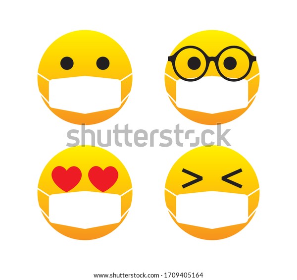 Emoticons Wearing Mask Vector Design Stock Vector (Royalty Free ...