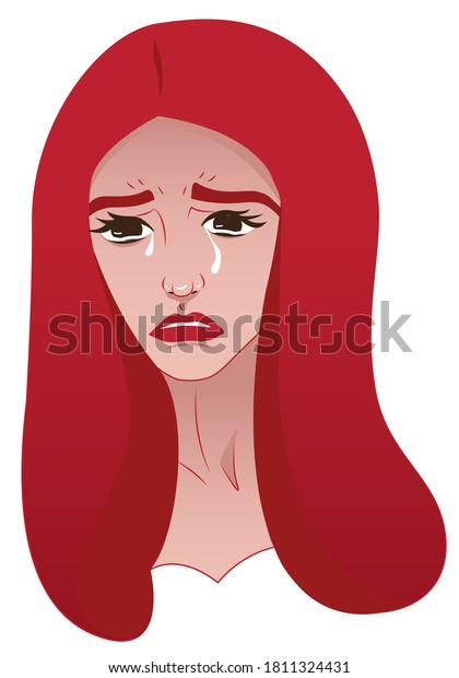 Emotion Crying Girl Sticker Format Sticker Stock Vector (Royalty Free ...