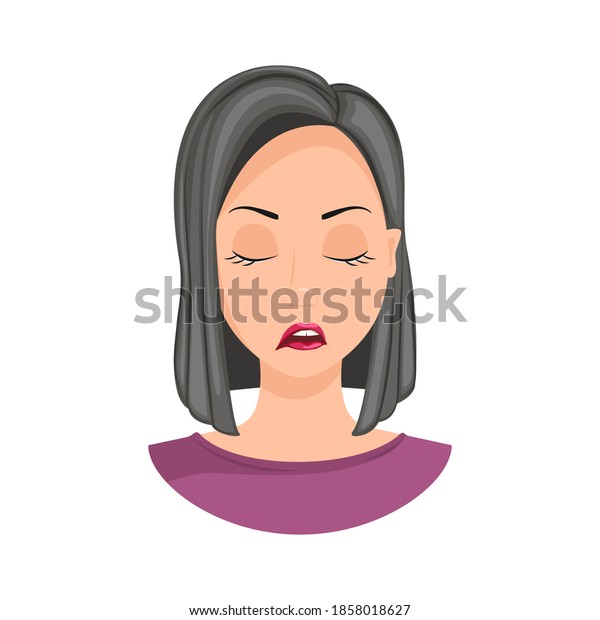 Emotion Fatigue Fatigue Expression On Womans Stock Vector (Royalty Free ...