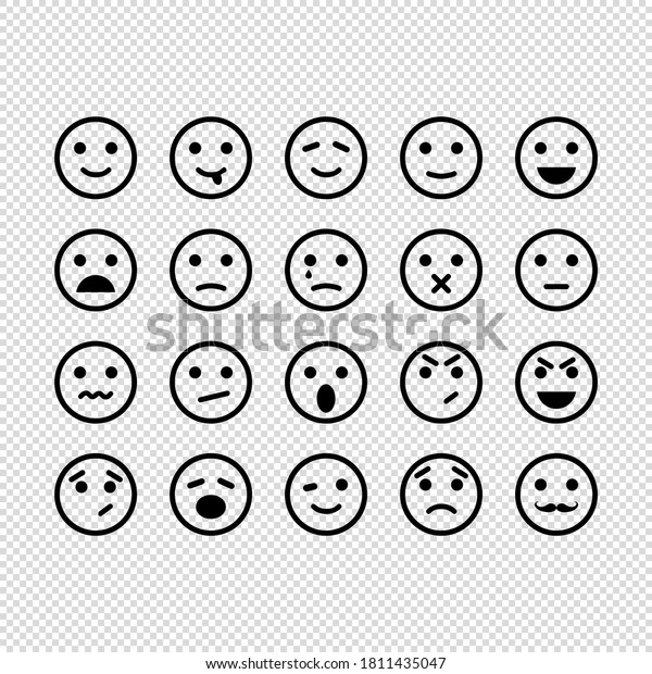 Emotion Icon Set On Transparent Background Stock Vector (Royalty Free ...