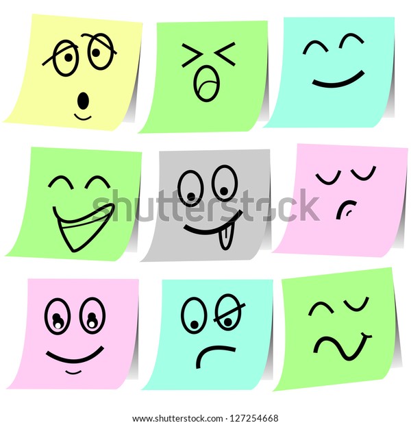 Emotion Sketch Note On Paper Sticker Stock Vector (Royalty Free) 127254668