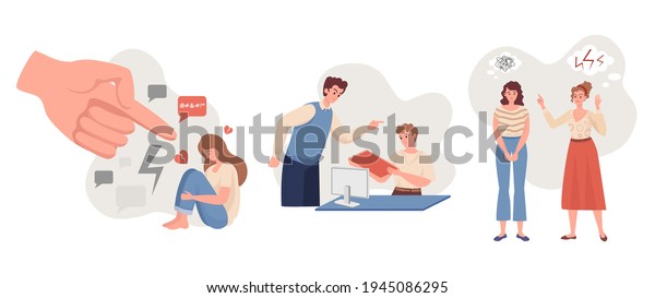 Emotional Abuse Vector Flat Illustration Depressive Stock Vector ...