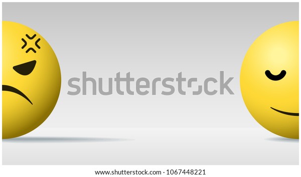 Emotional Background Angry Calm Face Ball Stock Vector (Royalty Free ...