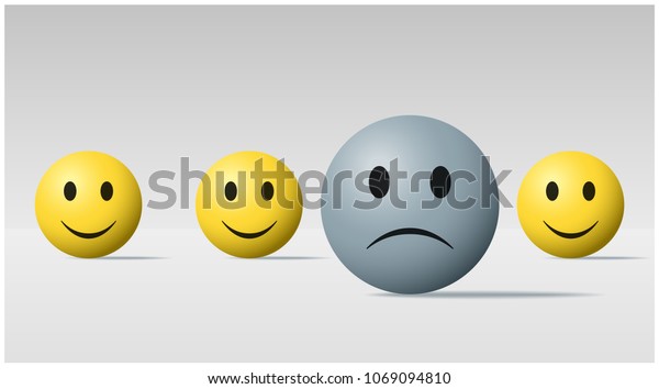 Emotional Background Sad Face Ball Among Stock Vector (Royalty Free ...