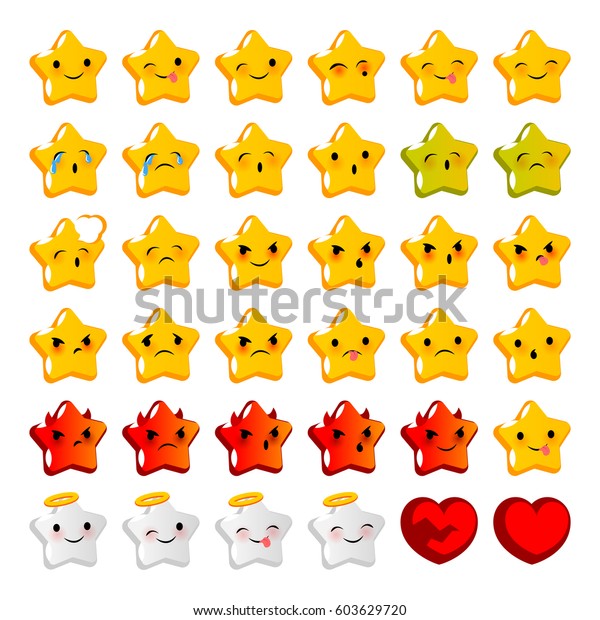 Emotional Stare Cute Faces Smiles Big Stock Vector (Royalty Free ...