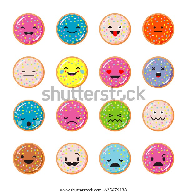 Emotions Donut Vector Style Smile Icons Stock Vector (Royalty Free ...