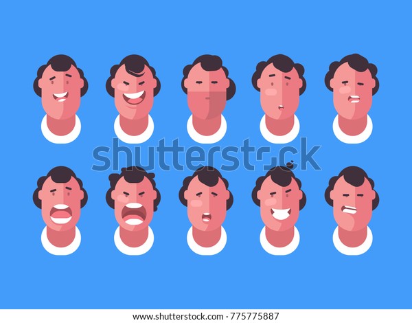 Emotions Faces Man Joy Anger Surprise Stock Vector (Royalty Free) 775775887