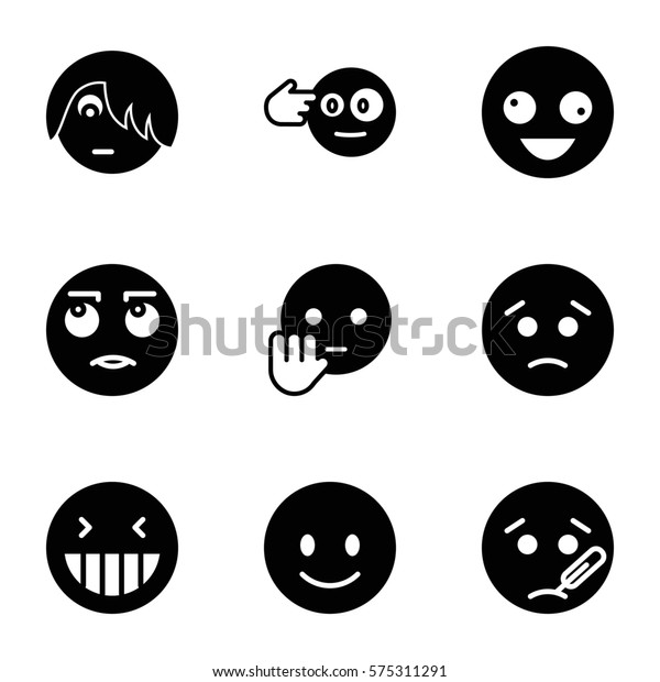 Emotions Icon Set 9 Emotions Filled Stock Vector (Royalty Free) 575311291