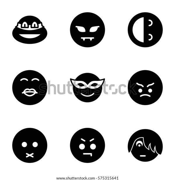 Emotions Icon Set 9 Emotions Filled Stock Vector (Royalty Free ...