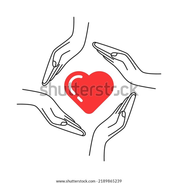 Empathy Volunteering Icon Hands Red Heart Stock Vector (Royalty Free ...