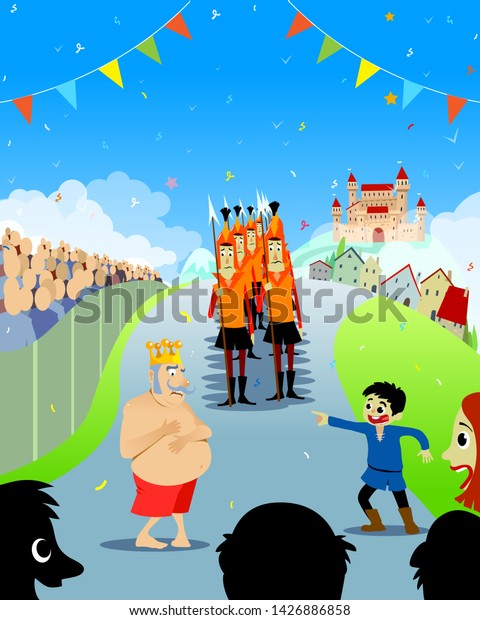 Emperors New Clothes Tale Vector Illustration Stock Vector (Royalty ...